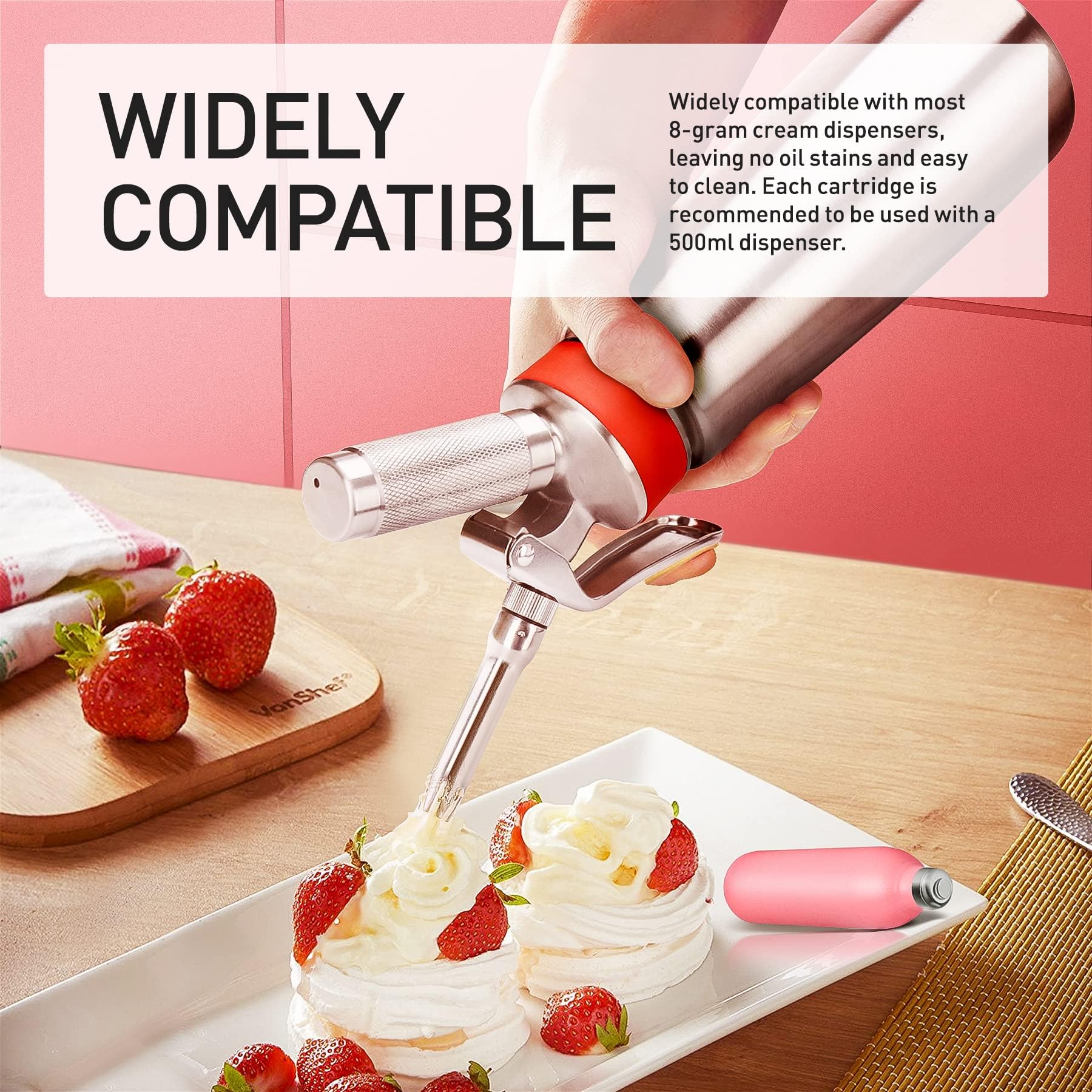 LesooWhip Whip Cream Charger Professional 8.2 grams Original Flavor 1200 Counts Nitrous Oxide Cartridges for Cream Maker (1200 counts)