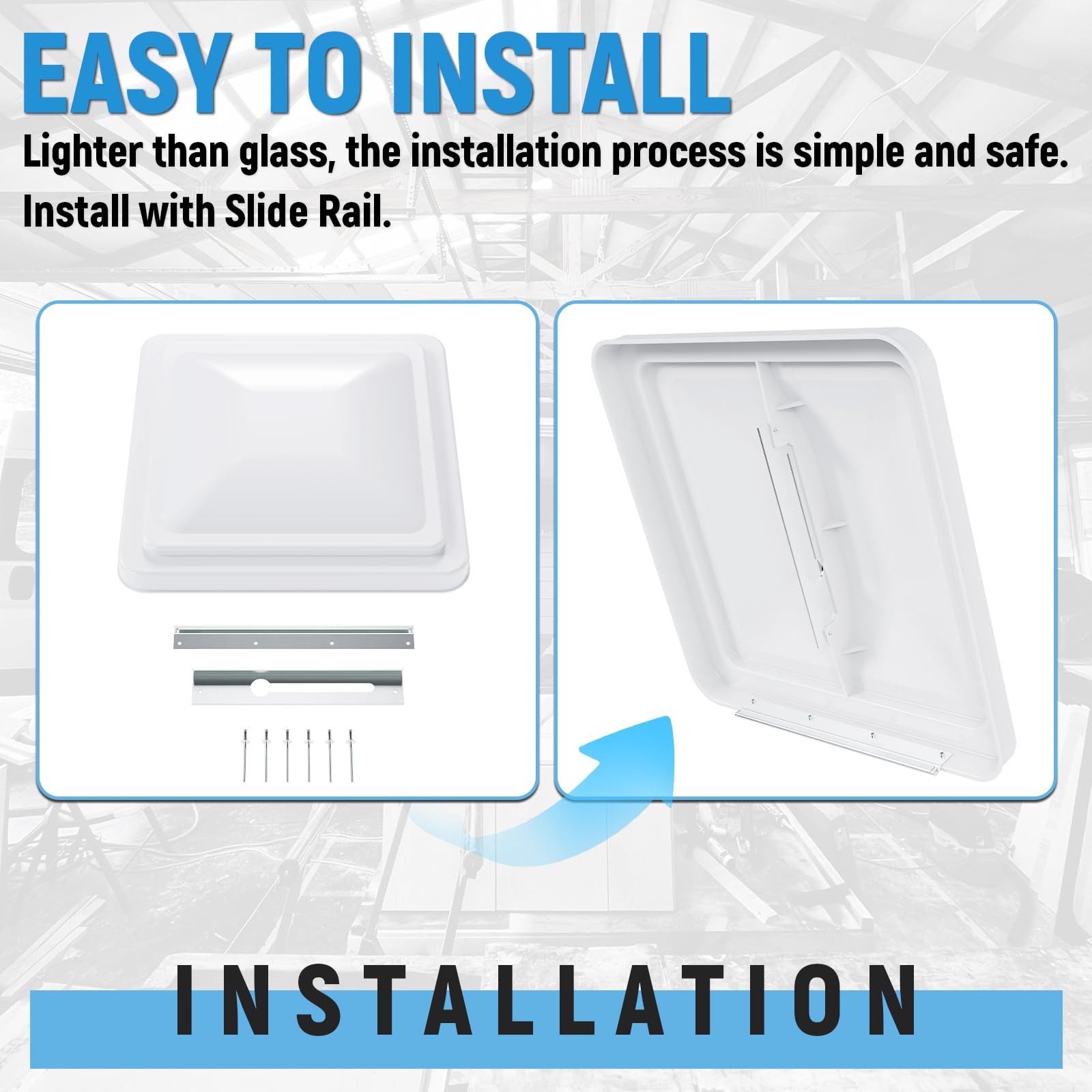 HECASA 2Pcs 14" RV Roof Vent Cover Compatible with Ventline Previous to 2008 and Elixir Vents Starting 1994 PP Vent Lid Polycarbonate White