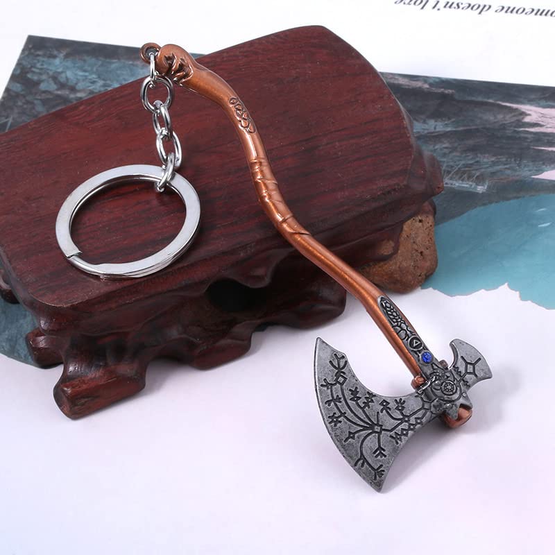 SONGCHANGJEWELRY Game GOW Ragnarok Keychains - Kratos Leviathan Axe Cosplay Metal Keychain - Christmas Gifts for Men Teens Fan (Leviathan Axe Keychain)