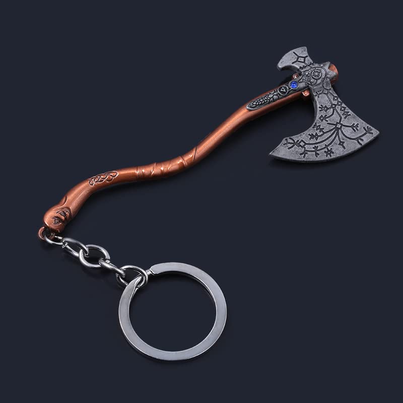 SONGCHANGJEWELRY Game GOW Ragnarok Keychains - Kratos Leviathan Axe Cosplay Metal Keychain - Christmas Gifts for Men Teens Fan (Leviathan Axe Keychain)