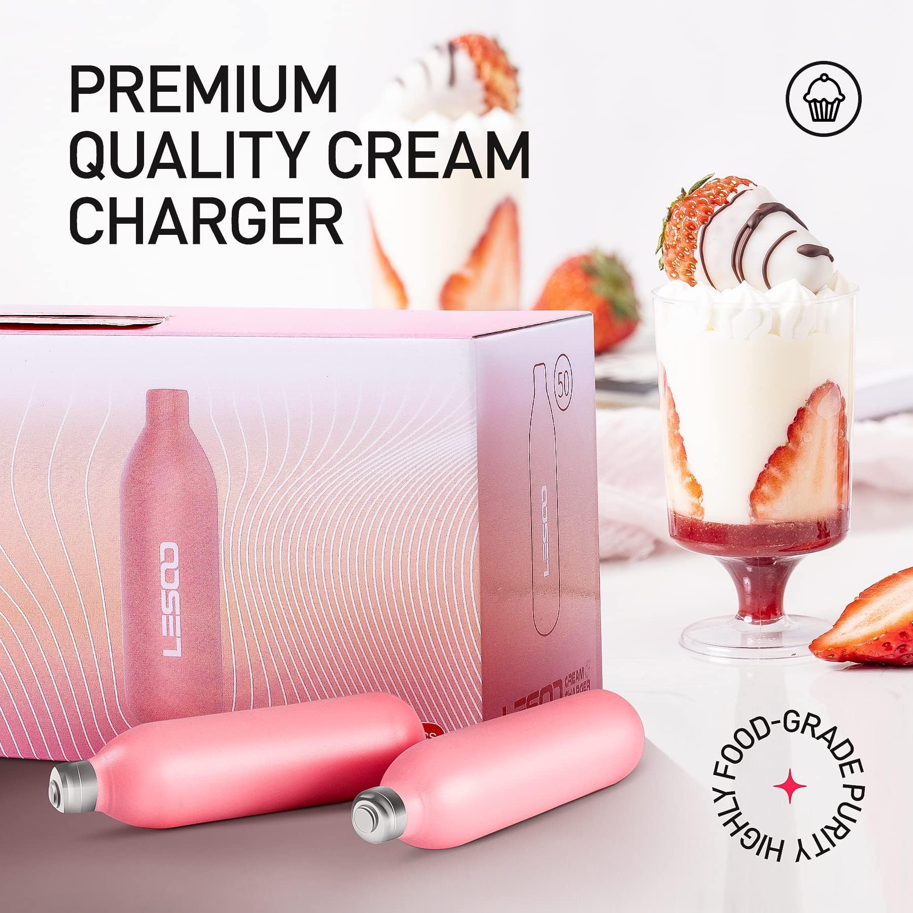 LesooWhip Whip Cream Charger Professional 8.2 grams Original Flavor 1200 Counts Nitrous Oxide Cartridges for Cream Maker (1200 counts)