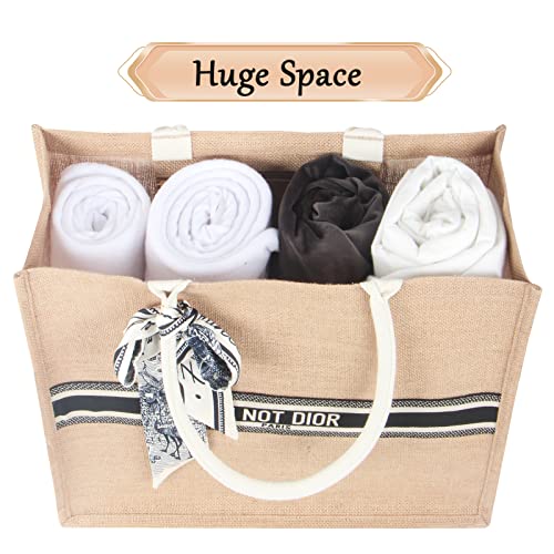 Bluenut Shopping-Bag-for-Women, Large-Burlap-Beach-Tote- Farmers-Market-Jute-Bag(Im Not)
