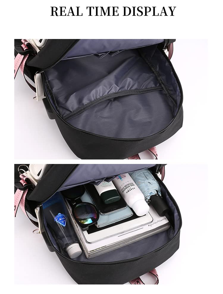 Kawaii Cute Girls Backpack University Students Bookbag Outdoor Daypack with USB Charge Port Travel Backpacks (Dark Green)