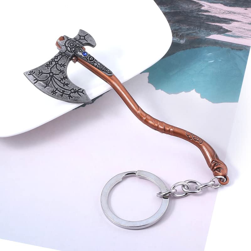 SONGCHANGJEWELRY Game GOW Ragnarok Keychains - Kratos Leviathan Axe Cosplay Metal Keychain - Christmas Gifts for Men Teens Fan (Leviathan Axe Keychain)