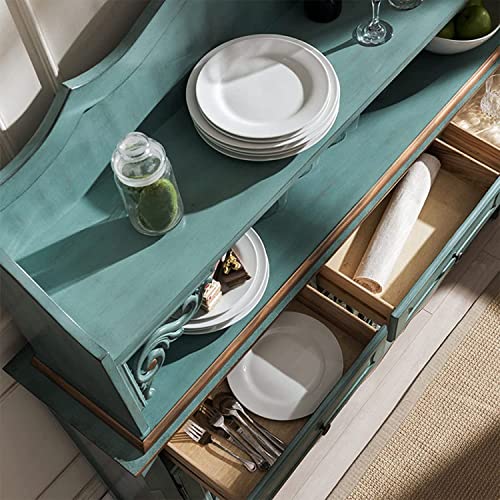 Buffet Sideboard Villa Decor Kitchen Console Table Sideboard Retro Old Cabinet Three-Layer Cupboard Storage Sideboard Entrance Cabinet Living Room Kitchen Storage Cabinet ( Size : Double door 152.8*35
