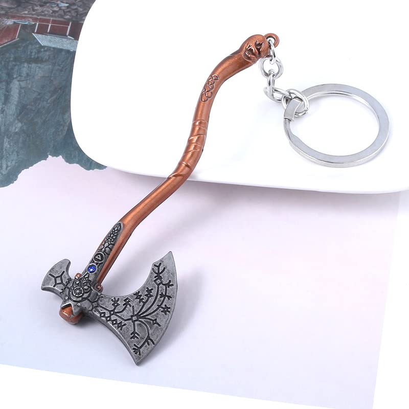 SONGCHANGJEWELRY Game GOW Ragnarok Keychains - Kratos Leviathan Axe Cosplay Metal Keychain - Christmas Gifts for Men Teens Fan (Leviathan Axe Keychain)