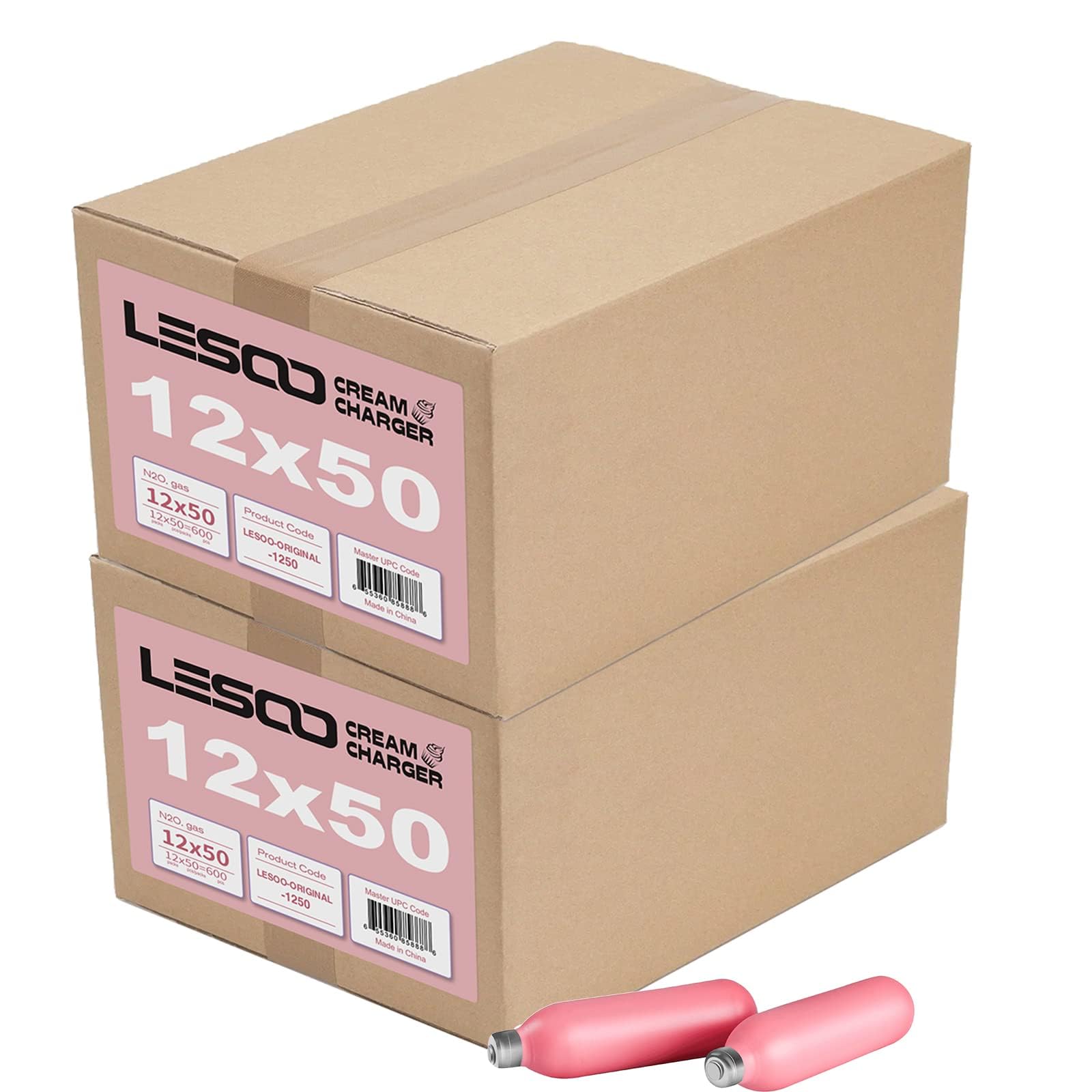 LesooWhip Whip Cream Charger Professional 8.2 grams Original Flavor 1200 Counts Nitrous Oxide Cartridges for Cream Maker (1200 counts)