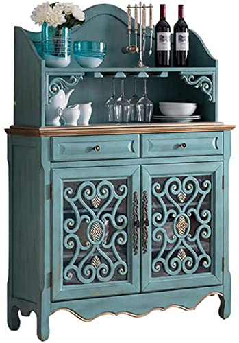 Buffet Sideboard Villa Decor Kitchen Console Table Sideboard Retro Old Cabinet Three-Layer Cupboard Storage Sideboard Entrance Cabinet Living Room Kitchen Storage Cabinet ( Size : Double door 152.8*35