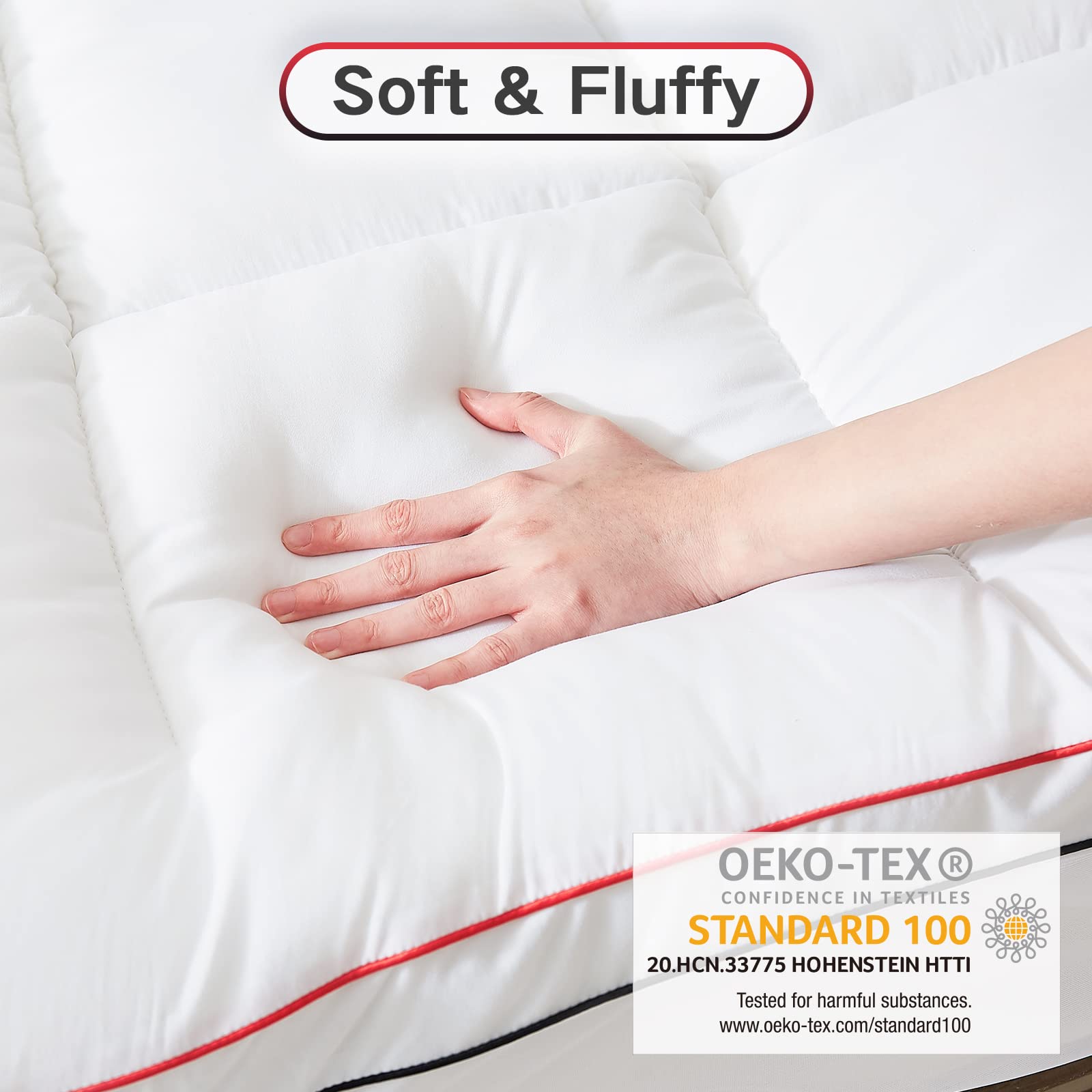 Homemate Full Mattress Topper,1800TC Cooling Mattress Pad Cover for Deep Sleep, Extra Thick 3D Snow Down Alternative Overfilled Plush Pillow Top with 8-21 Inch Deep Pocket -Full Size, White