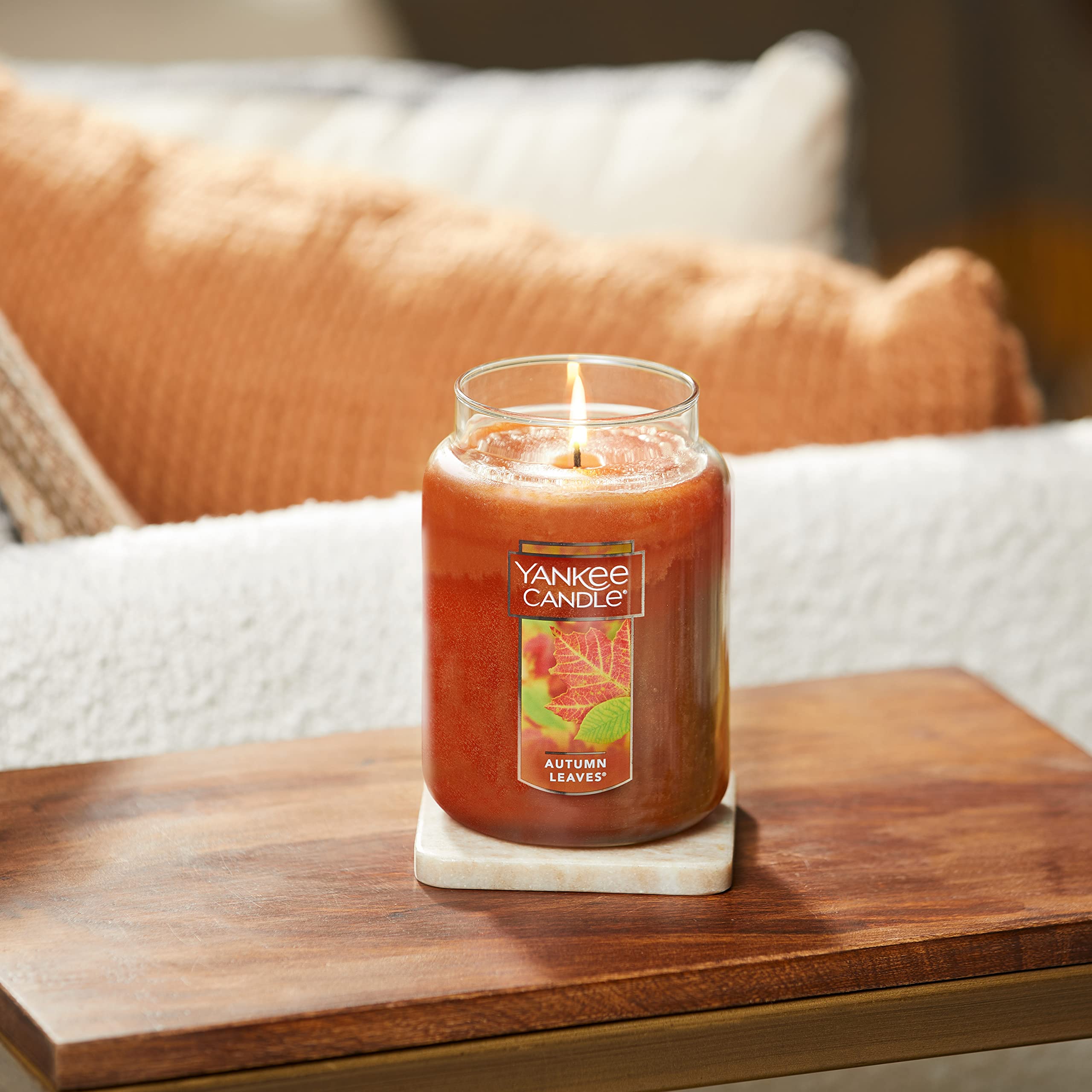 Yankee Candle Autumn Leaves and Autumn Wreath Scented 22oz Large Jar Candles Bundle (2-Pack)