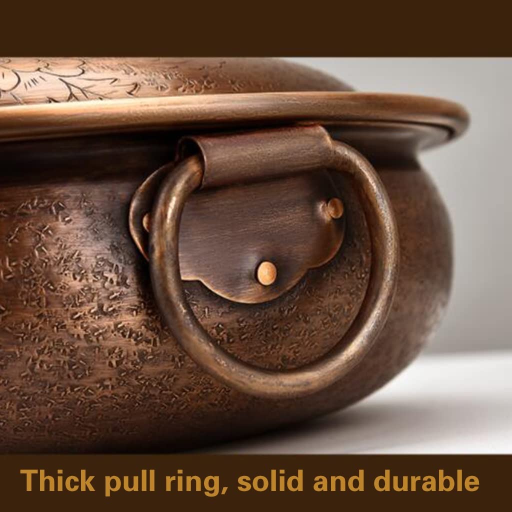Chafing Dishes Chinese Induction Copper Hot Pot, Beijing Shabu-shabu Basin Copper Pot, Handmade Soup Pot with Sauerkraut Copper Pot for Domestic Commercial Use (Color : Brass, Size : 34cm)