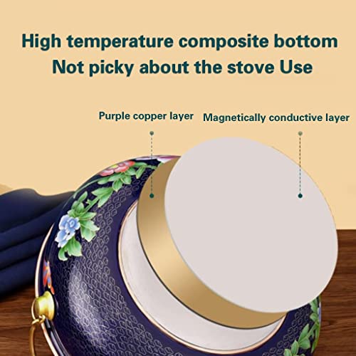 Chafing Dishes Old Beijing Pure Copper Pot, Induction Cooker Copper Hot Pot, Gas Special Pot, Household Flat Pot Hot Pot (Color : Yellow, Size : 36cm)