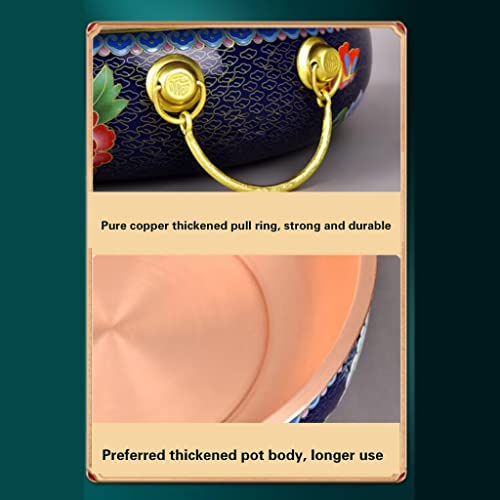 Chafing Dishes Old Beijing Pure Copper Pot, Induction Cooker Copper Hot Pot, Gas Special Pot, Household Flat Pot Hot Pot (Color : Yellow, Size : 36cm)