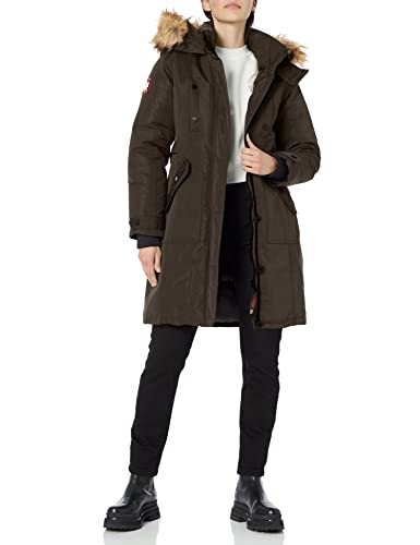 Canada Weather Gear Women's Heavyweight Long Parka Jacket, Olive Natural, X-Large