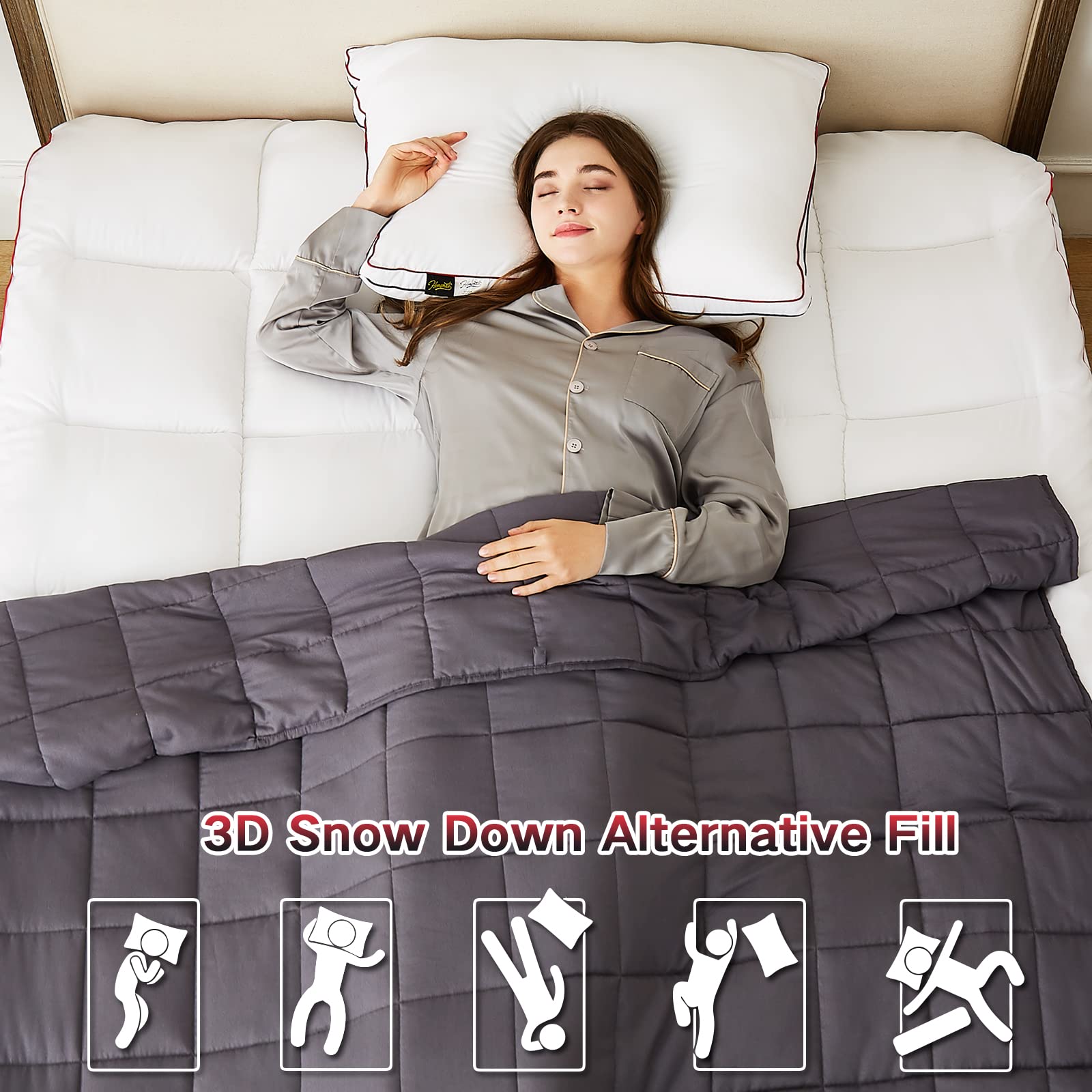 Homemate Full Mattress Topper,1800TC Cooling Mattress Pad Cover for Deep Sleep, Extra Thick 3D Snow Down Alternative Overfilled Plush Pillow Top with 8-21 Inch Deep Pocket -Full Size, White