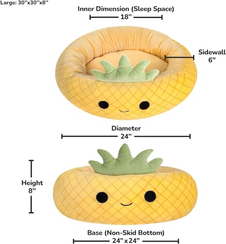 Squishmallows 20-Inch Maui Pineapple Pet Bed - Small Ultrasoft Official Squishmallows Plush Pet Bed