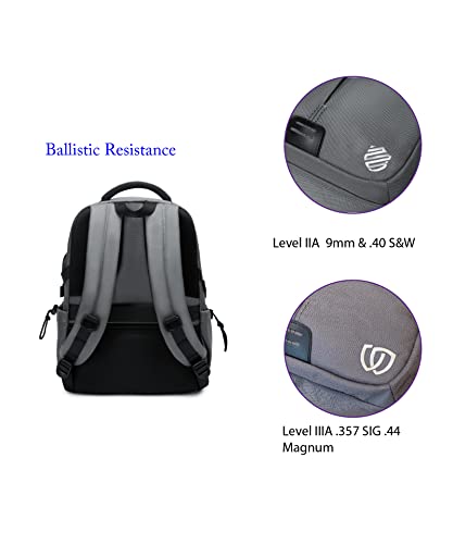 BAUHOO Ballistic Resistant Backpack (Double Shield) Grey