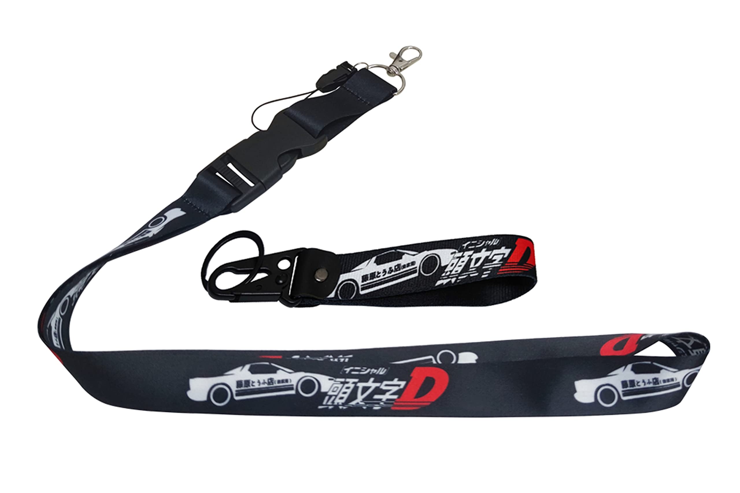 Combo 1pc Lanyard + 1pc Keychain Tag Japan Car JDM Speed Fashion Manga Street Racing Inisharu Initial D Race Drifting Street Auto Parts Key Ring Accessories Motorsport Motorcycle Gift