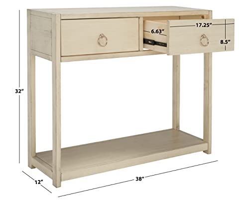 SAFAVIEH Home Collection Sadie Contemporary Antique White 2-Drawer Console Table (Fully Assembled)