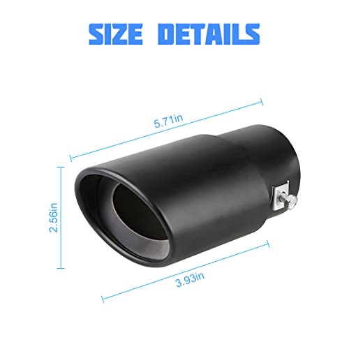 Exhaust Tips Stainless Steel, Car Exhaust Tail Muffler Tip Pipes Muffler Modification, Inlet 2.5" Outlet 3.2" Polished Finished Tail Pipe, Auto Replacement for Most Cars Sedans Trucks (Black/Straight)