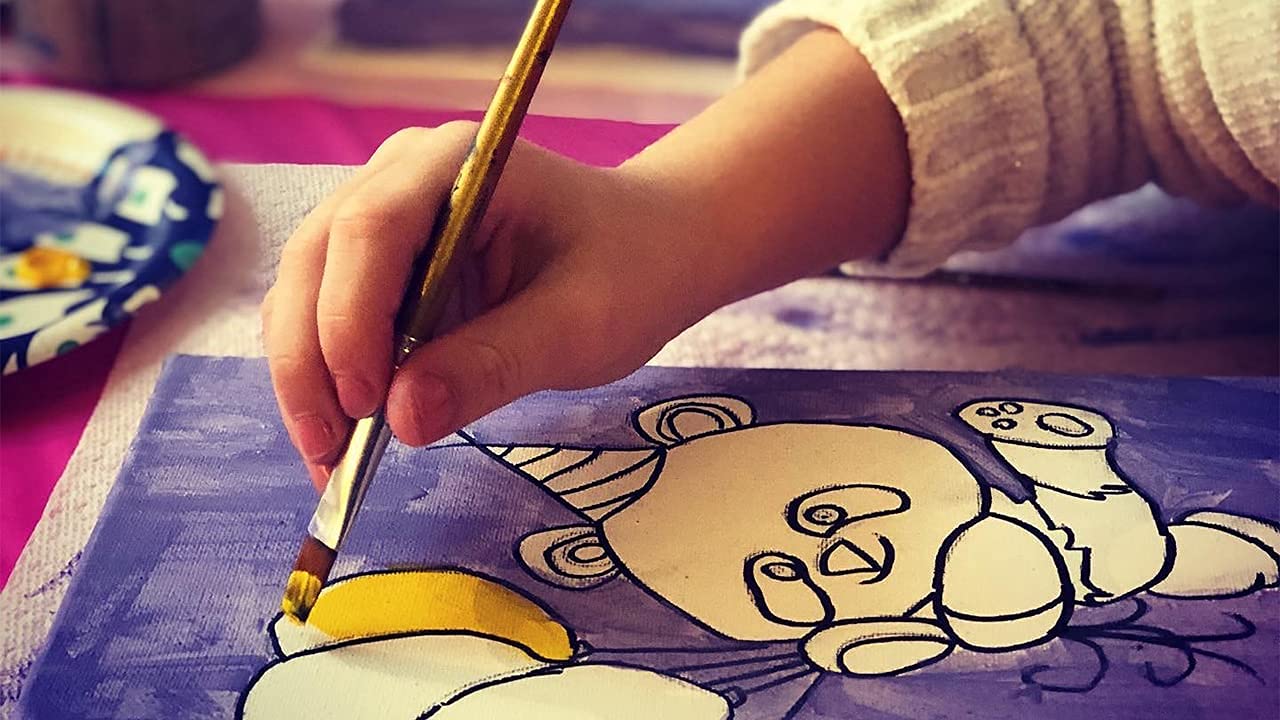 Pre Drawn Stretched Canvas Painting for Kids | Custom Theme | Birthday Gift Sweets Donut Cupcake Ice Cream Milkshake Theme | Paint party favor | DIY (8x10) (Canvas Only, Ice Cream)