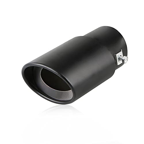 Exhaust Tips Stainless Steel, Car Exhaust Tail Muffler Tip Pipes Muffler Modification, Inlet 2.5" Outlet 3.2" Polished Finished Tail Pipe, Auto Replacement for Most Cars Sedans Trucks (Black/Straight)