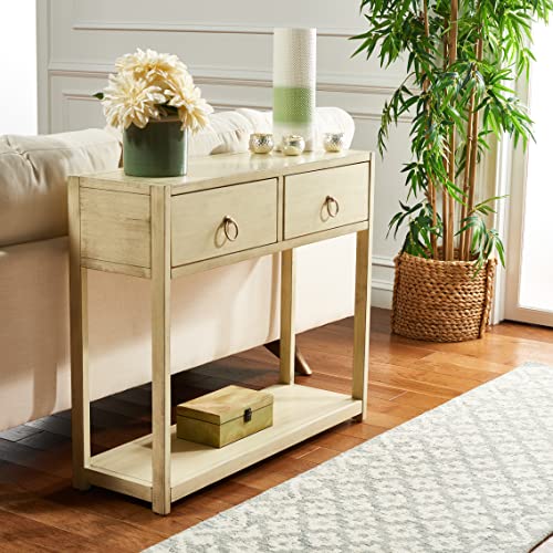 SAFAVIEH Home Collection Sadie Contemporary Antique White 2-Drawer Console Table (Fully Assembled)