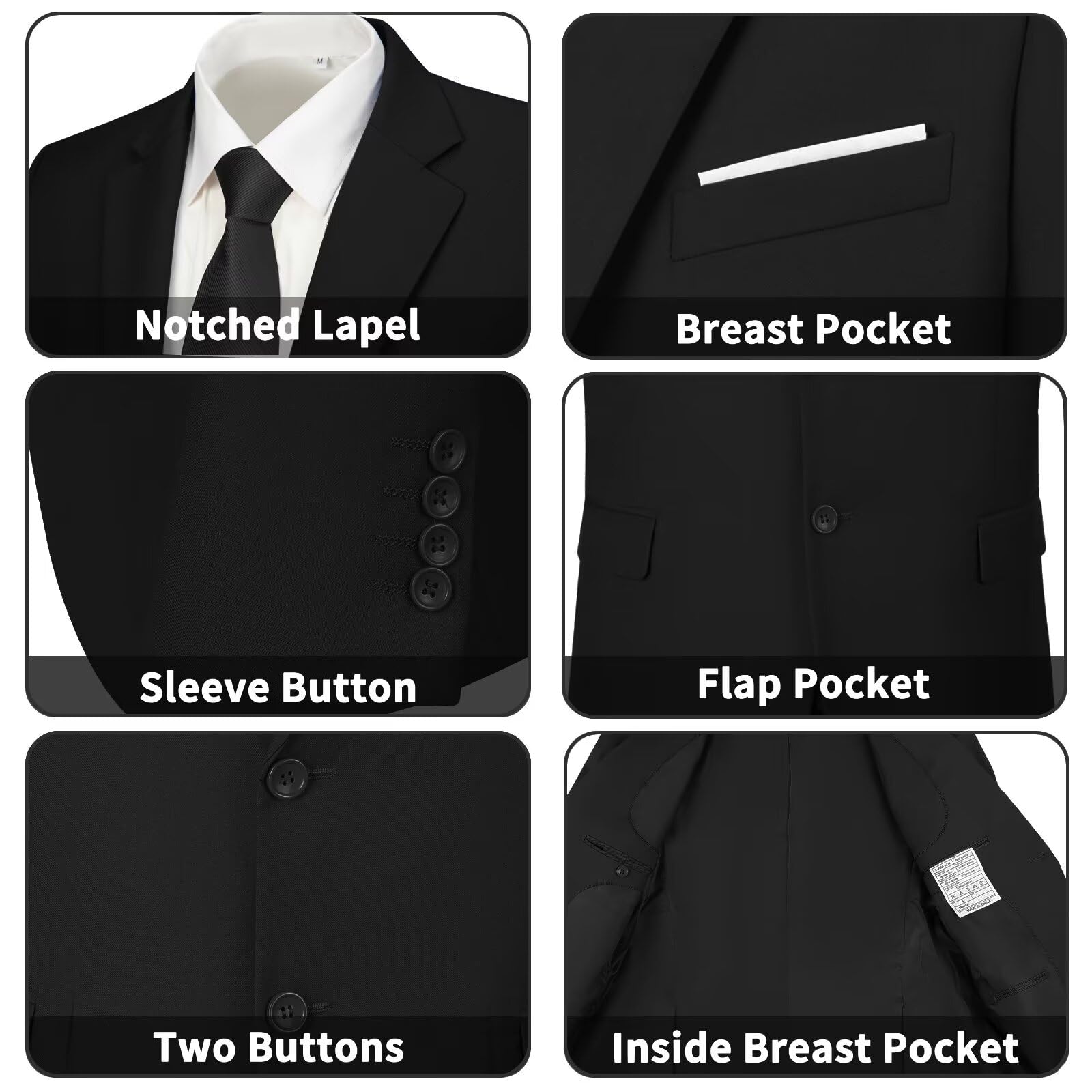 Black Blazer for Men Men's Suit Jacket Slim Fit Men's Sport Coats & Blazers for Wedding Dinner Smoking Jacket Size S