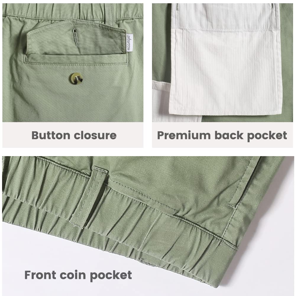 maamgic Men's Classic-fit 7" Cotton Casual Shorts Elastic Waistband with Multi-Pocket Daily Wear Walking Summer Outfit