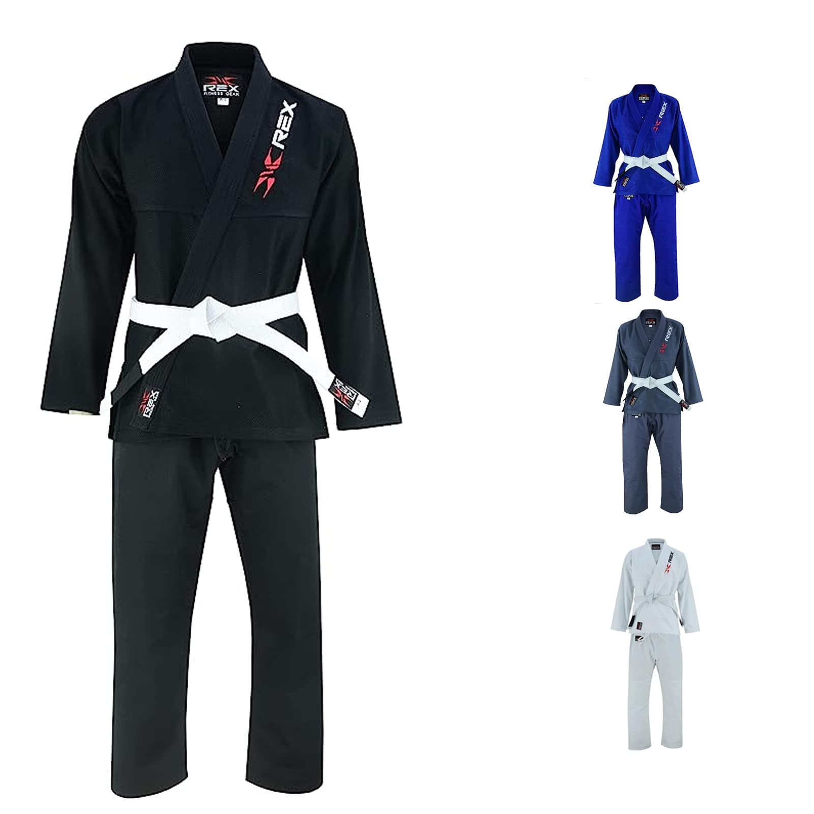 REX Sports Brazilian Jiu Jitsu, for Men and Women BJJ Gi Grappling Kimonos Lightweight White Belt (Royal Blue, K0)