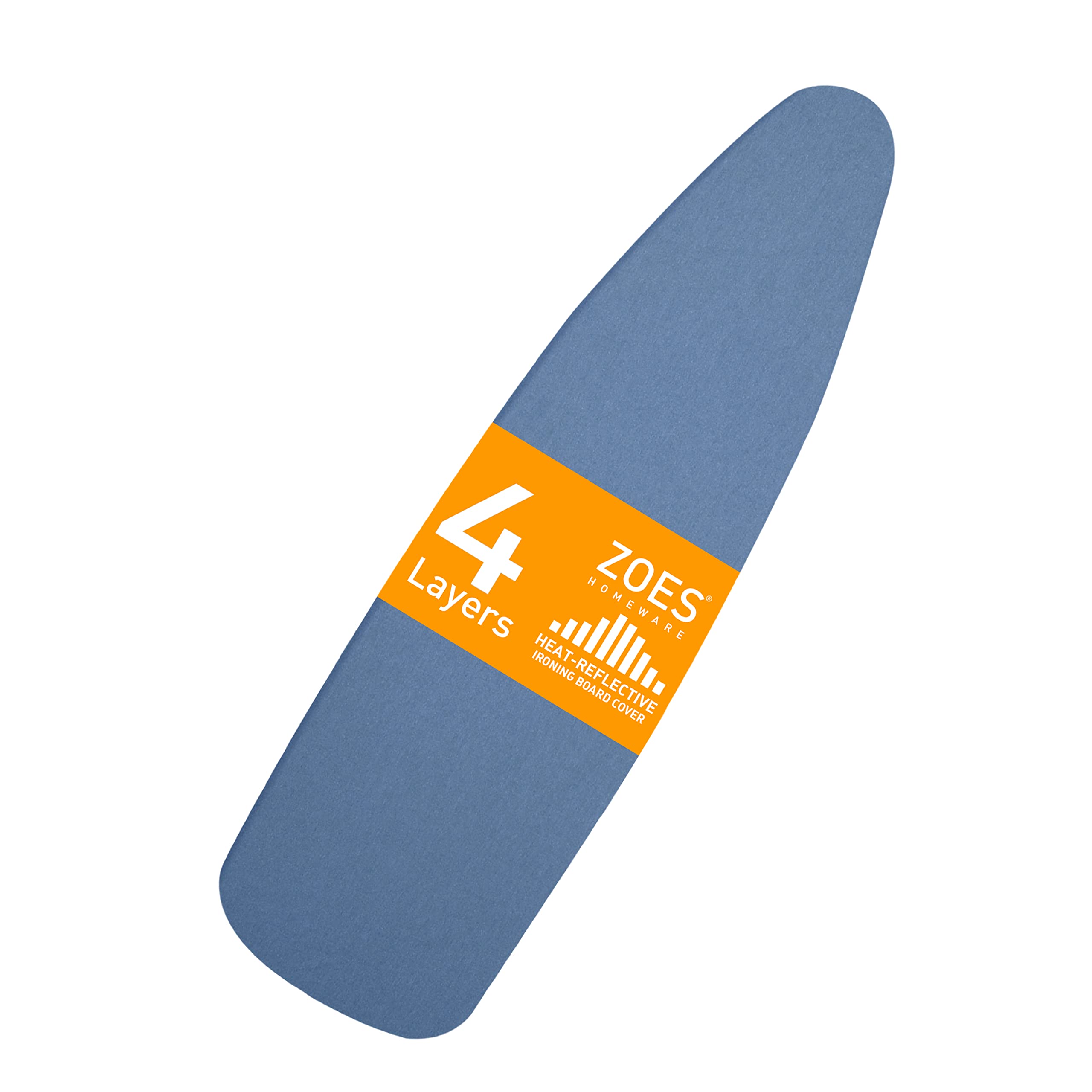 ZOES HOMEWARE Ironing Board Cover and Pad | 100% Cotton Cover with Padding Standard Size with Aluminum Coating | Heat-Reflective Ironing Board with Elastic Edges Set | 54"x15" Blue
