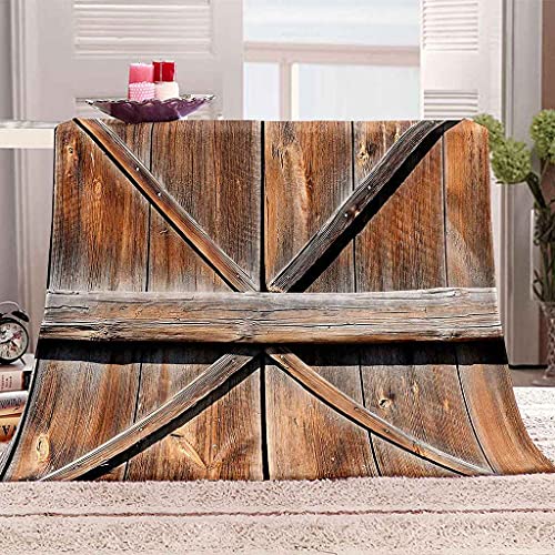 NARBOR Soft Fleece Throw Blanket - Fluffy Microfiber Solid Blankets for Bed and Couch Double/Single Size - 59X79Inch Vintage Small Wooden Door Printed Flannel Blanket for Bed, Couch and Sofa