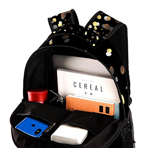 Teens Student Backpacks Boys Girls School Bookbags Laptop Backpack Gold Glitter Black Schoolbag Purse Casual Daypack Bag with Multiple Pockets