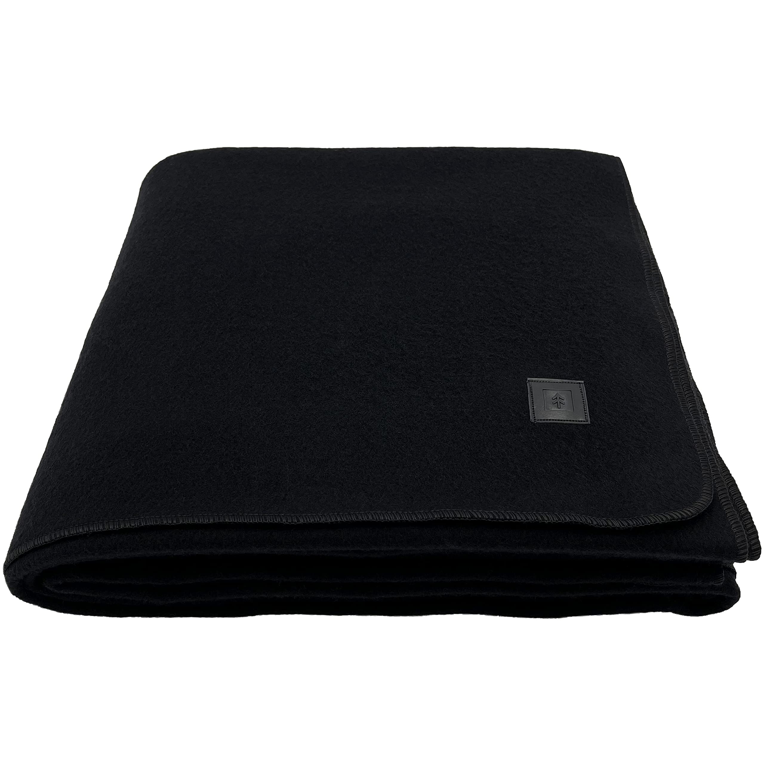 EKTOS 100% Wool Blanket, 90" x 66", Washable Wool Blanket, Survival Blankets Extreme Cold (Black, Twin Size)