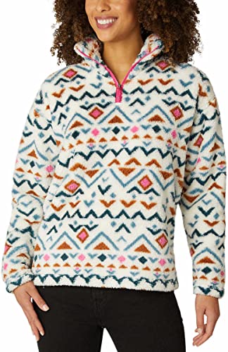 Eddie Bauer Womens Midweight Plush Quarter Zip Fleece Pullover (as1, Alpha, s, Regular, Regular, Vanilla Aztec, Small)