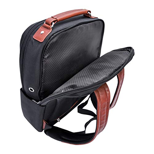 McKlein Logan, 1680D Ballistic Nylon with Leather Trim, 17" Nylon, Two-Tone, Dual-Compartment, Laptop & Tablet Backpack, Black (79085)