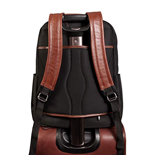 McKlein Logan, 1680D Ballistic Nylon with Leather Trim, 17" Nylon, Two-Tone, Dual-Compartment, Laptop & Tablet Backpack, Black (79085)