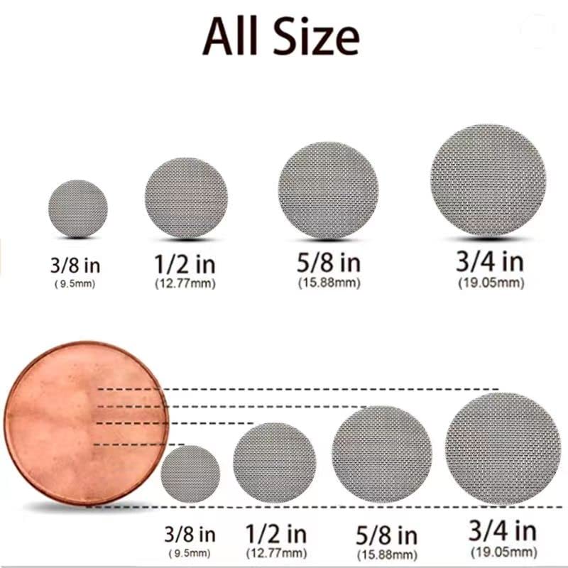 200 PCS 1/2 Pipe Screens, Stainless Steel Pipe Screen Filters 0.5 inch Metal Screens with Black Storage Box