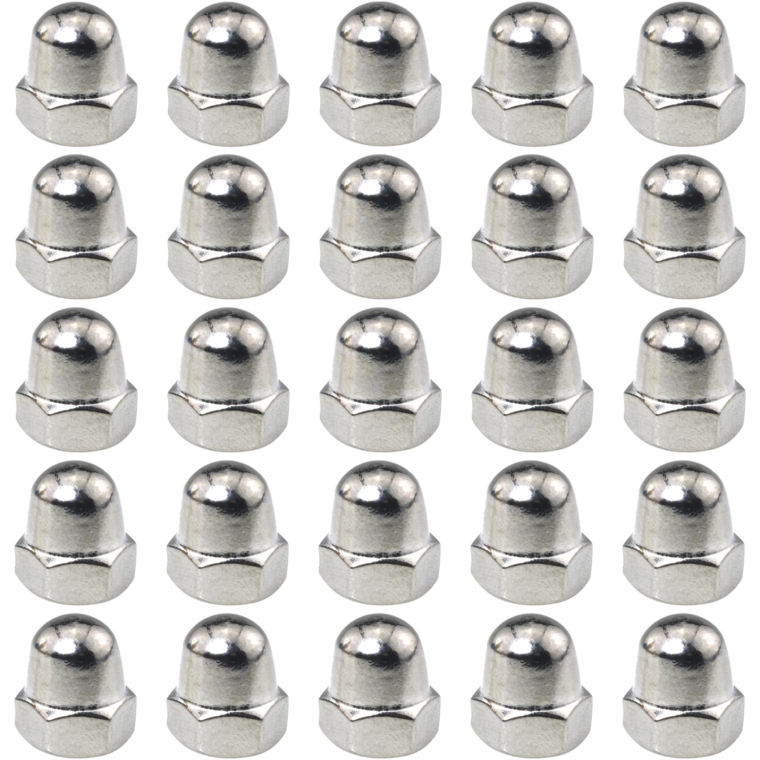 Acorn Nuts JianLing 25pcs Silver Tone 304 Stainless Steel Hex Nut Female Cap Decorative Cap Nuts Caps Covers M6 Acorn Nut