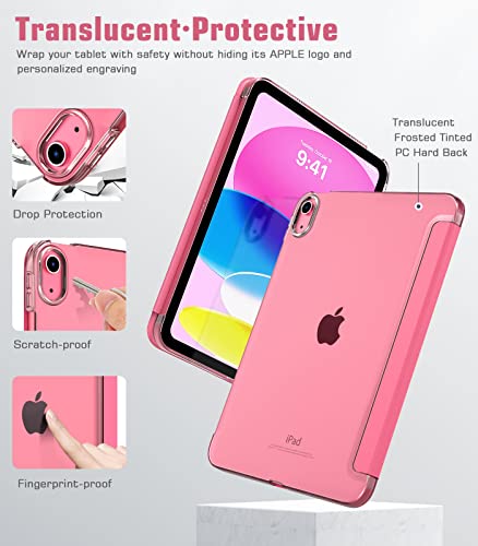 TiMOVO Case for iPad 10th Generation Case 2022,Slim Stand Cover for iPad 10th Gen 10.9 inch,Support Touch ID,Auto Wake/Sleep Smart Shell with Translucent Back, fit iPad 10 Case, Watermelon Red
