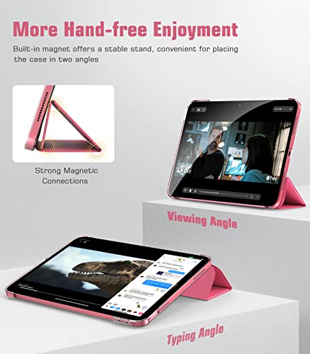 TiMOVO Case for iPad 10th Generation Case 2022,Slim Stand Cover for iPad 10th Gen 10.9 inch,Support Touch ID,Auto Wake/Sleep Smart Shell with Translucent Back, fit iPad 10 Case, Watermelon Red