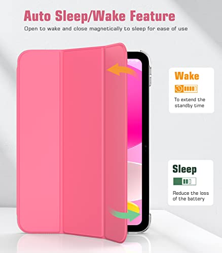 TiMOVO Case for iPad 10th Generation Case 2022,Slim Stand Cover for iPad 10th Gen 10.9 inch,Support Touch ID,Auto Wake/Sleep Smart Shell with Translucent Back, fit iPad 10 Case, Watermelon Red