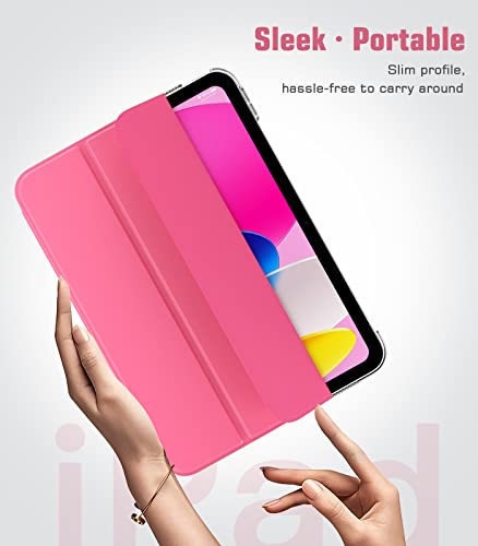 TiMOVO Case for iPad 10th Generation Case 2022,Slim Stand Cover for iPad 10th Gen 10.9 inch,Support Touch ID,Auto Wake/Sleep Smart Shell with Translucent Back, fit iPad 10 Case, Watermelon Red