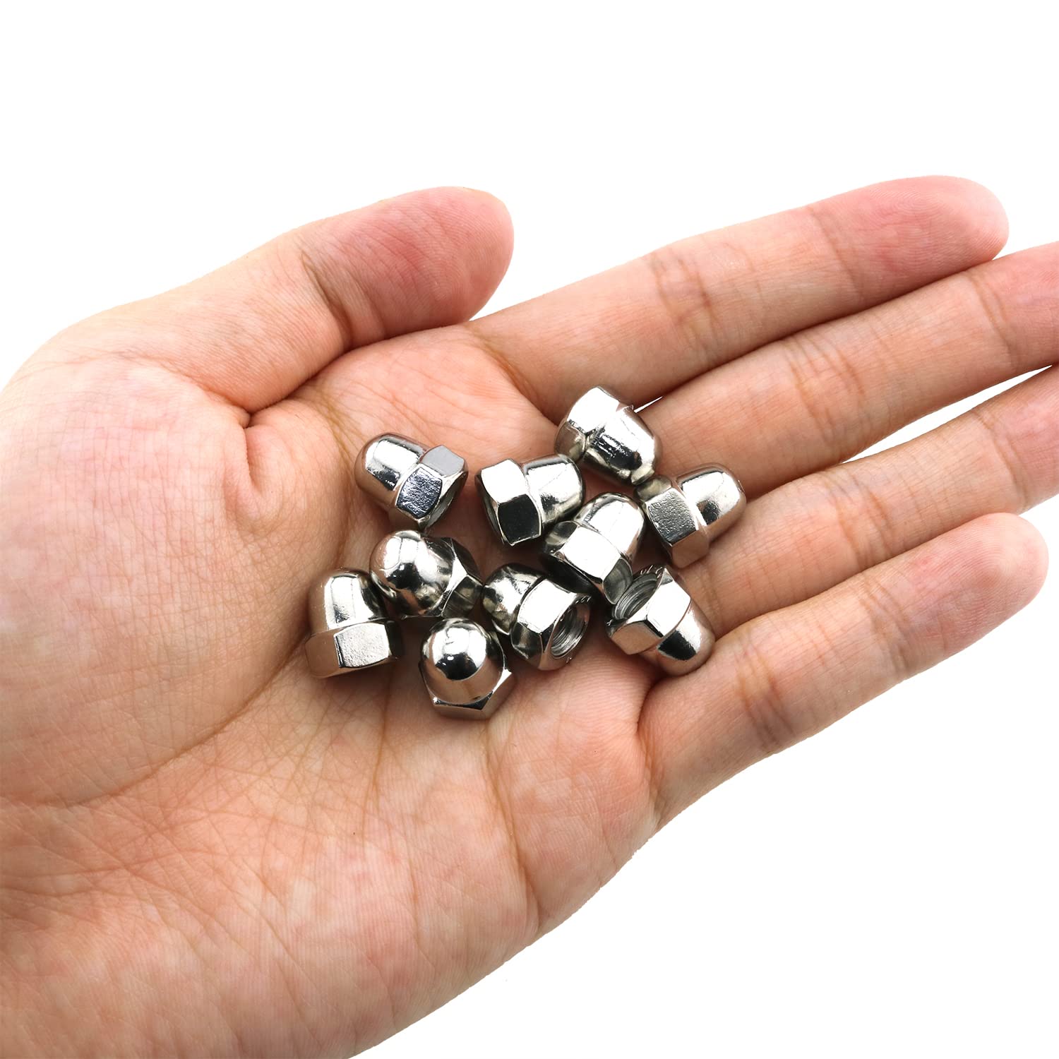 Acorn Nuts JianLing 25pcs Silver Tone 304 Stainless Steel Hex Nut Female Cap Decorative Cap Nuts Caps Covers M6 Acorn Nut