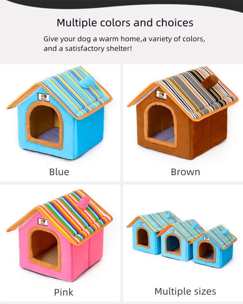 SHIZLIN Warm and Comfortable Dog Cat House Removable and Washable Dogs Cats Cave Plush Dog Cat Bed(Pink,Medium)