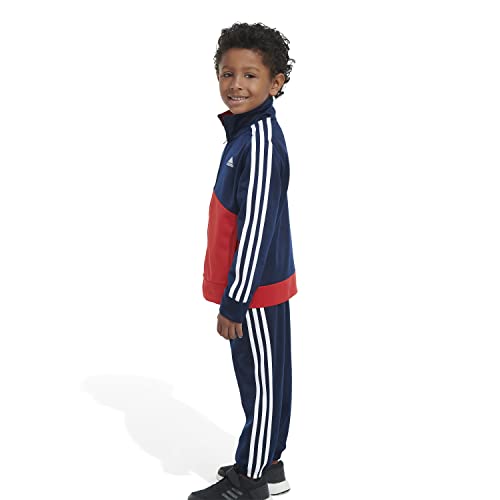 adidas Boys' 2-Piece Color Block Tricot Track Set, Collegiate Navy, 5