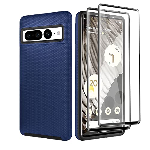 Google Pixel 7 Pro Case with Screen Protector, Dual Guard Shockproof Protection Military Grade Heavy Duty Dual Layer Case for Google Pixel 7 Pro (Blue)