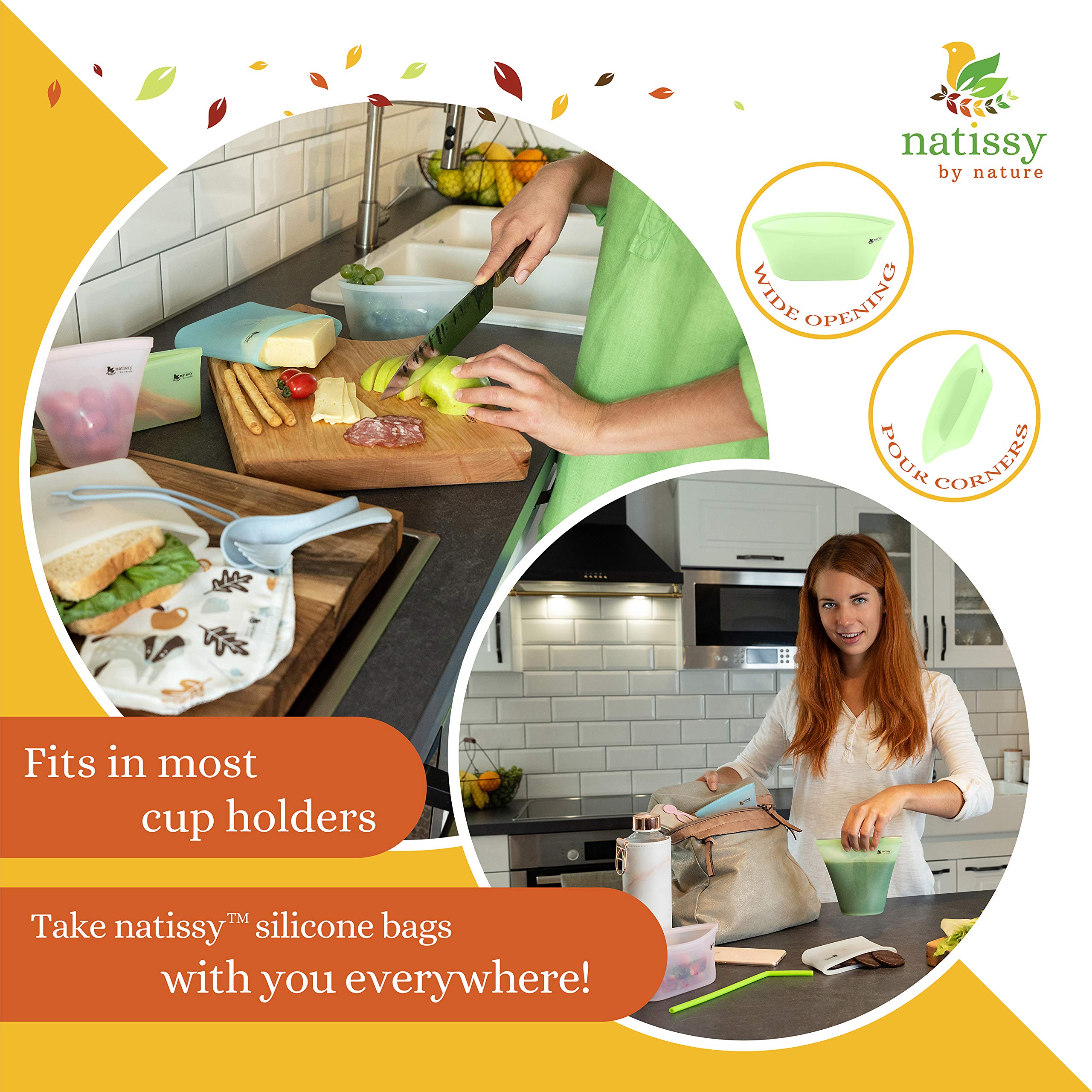 Reusable Bags Silicone, 8-Pack Silicon Storage Food Bags for Sandwich, Snacks and Lunch, Large & Small Silicone Bags Reusable Storage, Thick Silicone Food Containers, Freezer Baggies Dishwasher Safe