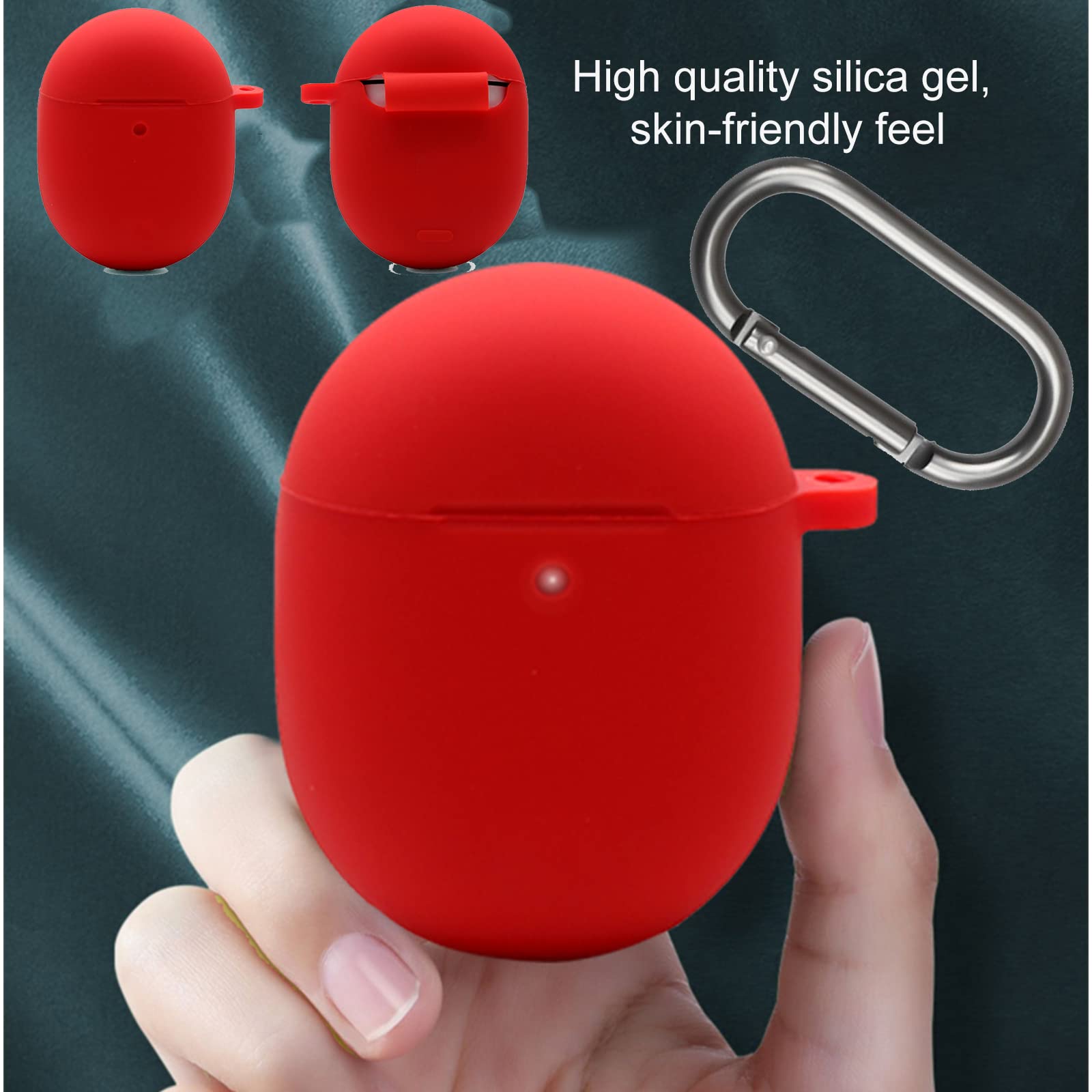 Carring Case for Google Pixel Buds Pro (2022 Hybrid Active Noise Cancelling Earbuds,Premium Soft Skin Cover Shock-Absorbing, Protective Finder Case with 2 Keychain Mint Green+Sky Blue