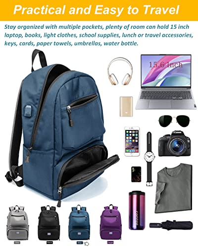 SMITH SURSEE Travel Laptop Backpack 15.6 Inch Business Anti Theft Slim Durable Laptops Backpack with USB Charging Port Water Resistant College School Computer Bag Gifts for Men & Women